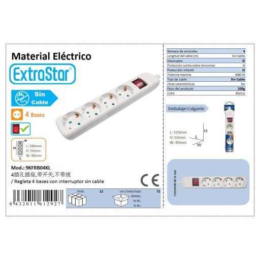 Regleta 4 bases sin cable - Bazar chino merkachina